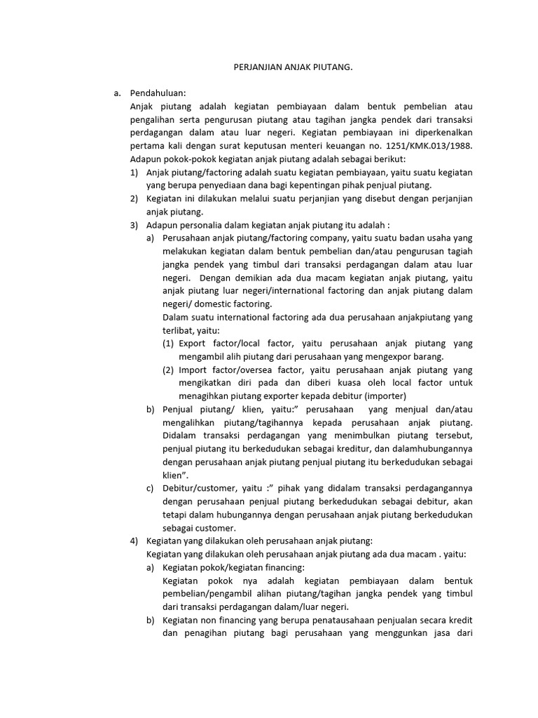 Perjanjian Anjak Piutang | PDF