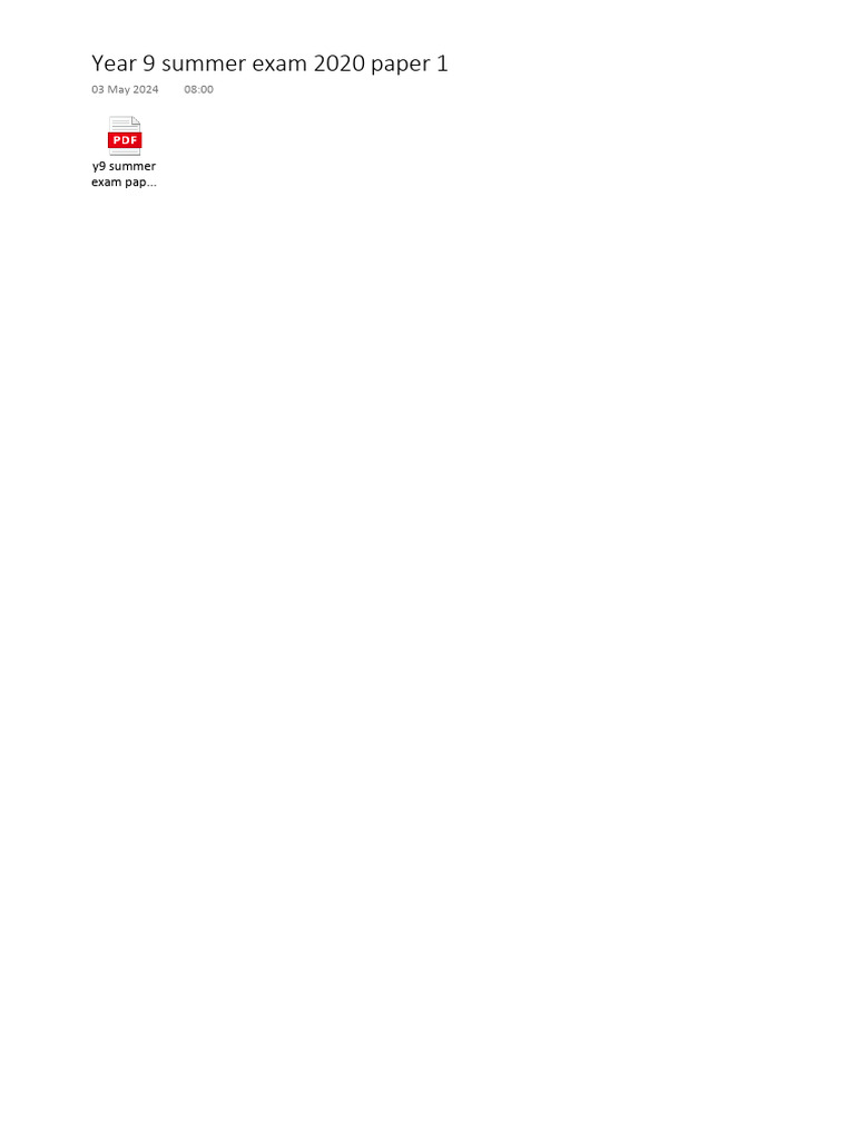 Year 9 Summer Exam 2020 Paper 1 | PDF