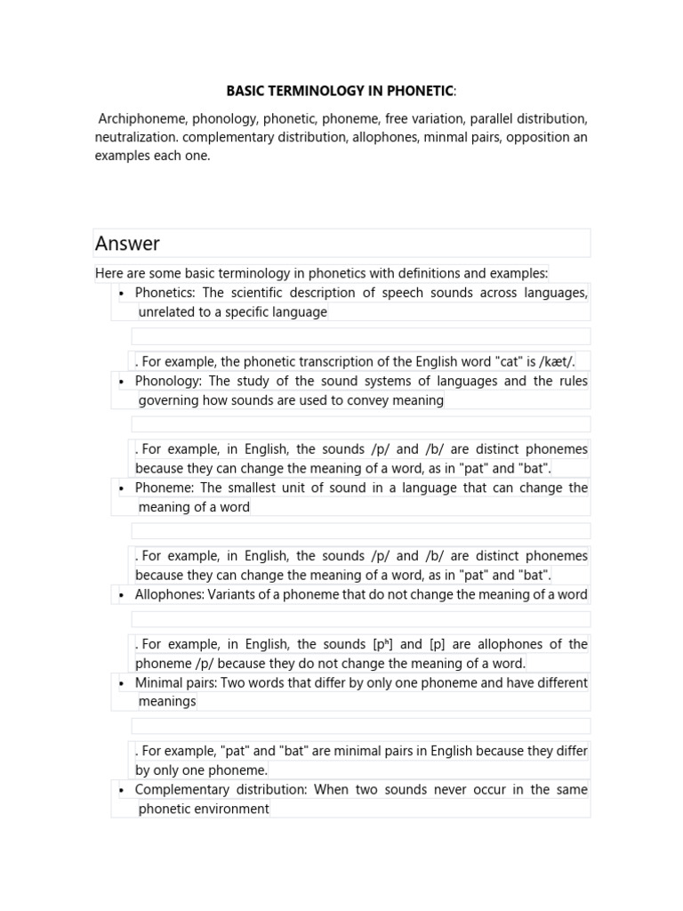 Basic Terminology in Phonetic | PDF | Phoneme | Phonology