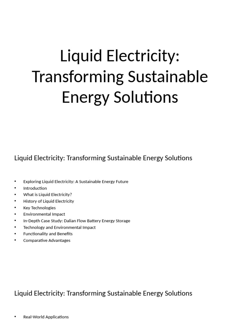 Liquid Electricity - Revolutionizing Energy Storage | PDF | Sustainable ...