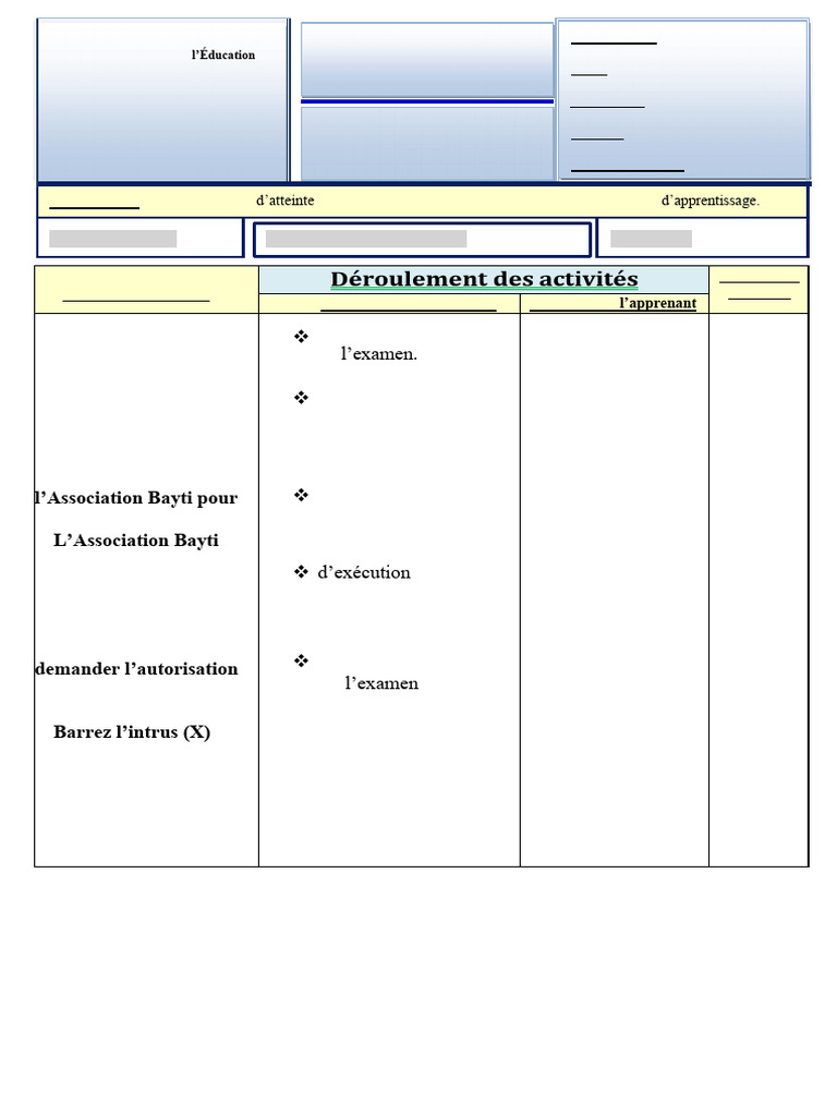 Fiche Pédagogique Contrôle Continu Français | PDF | Pédagogie ...