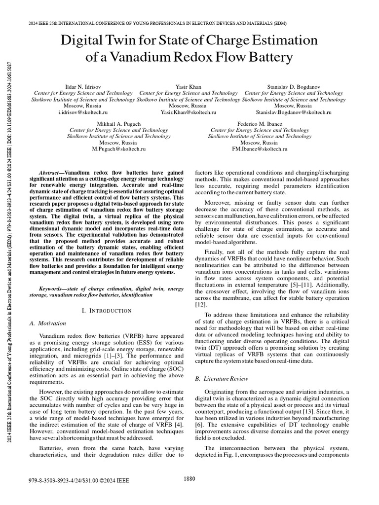 Digital Twin For State of Charge Estimation of A Vanadium Redox Flow ...