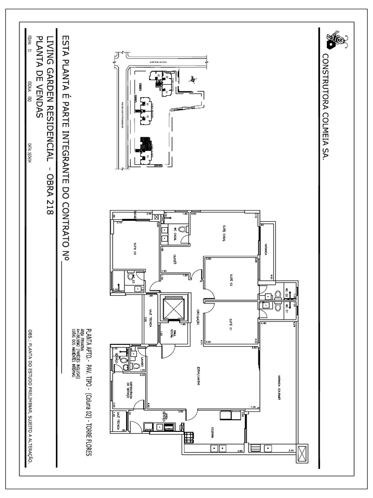 Planta Apto. - Pav. Tipo - (Coluna 02) - Torre Flores | PDF