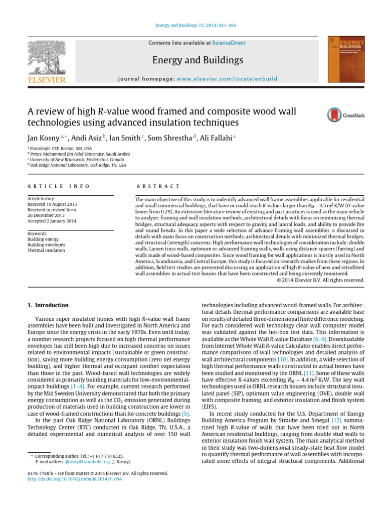 A Review of High R-Value Wood Framed and Composite Wood Wall ...