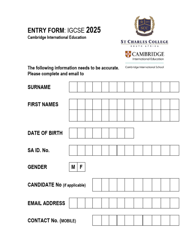 ENTRY-FORM-for-IGCSE-examinations-2025 (1) | PDF