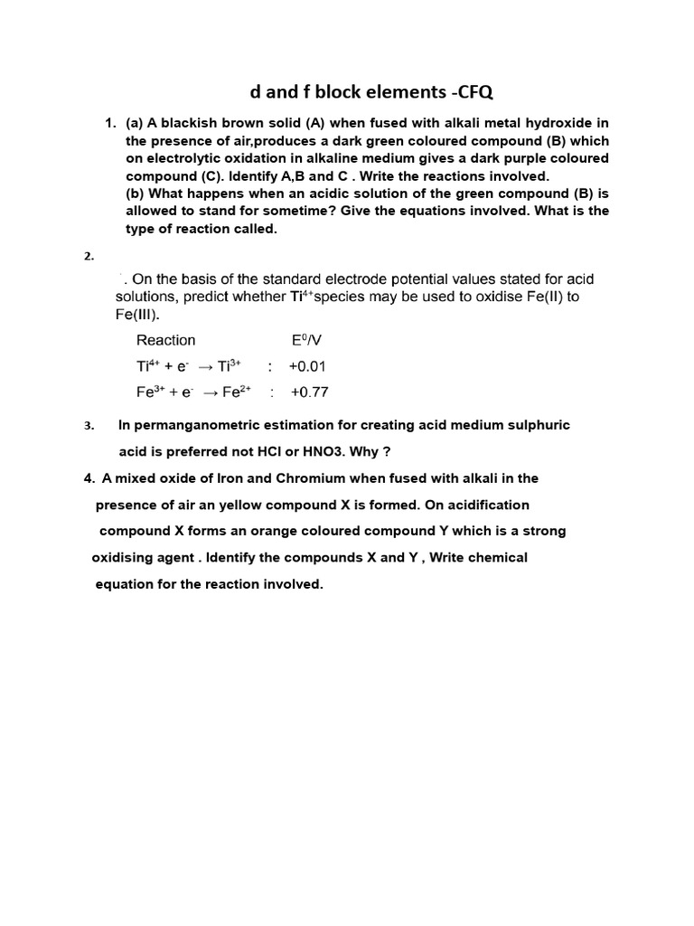 d and f block -CFQ | PDF