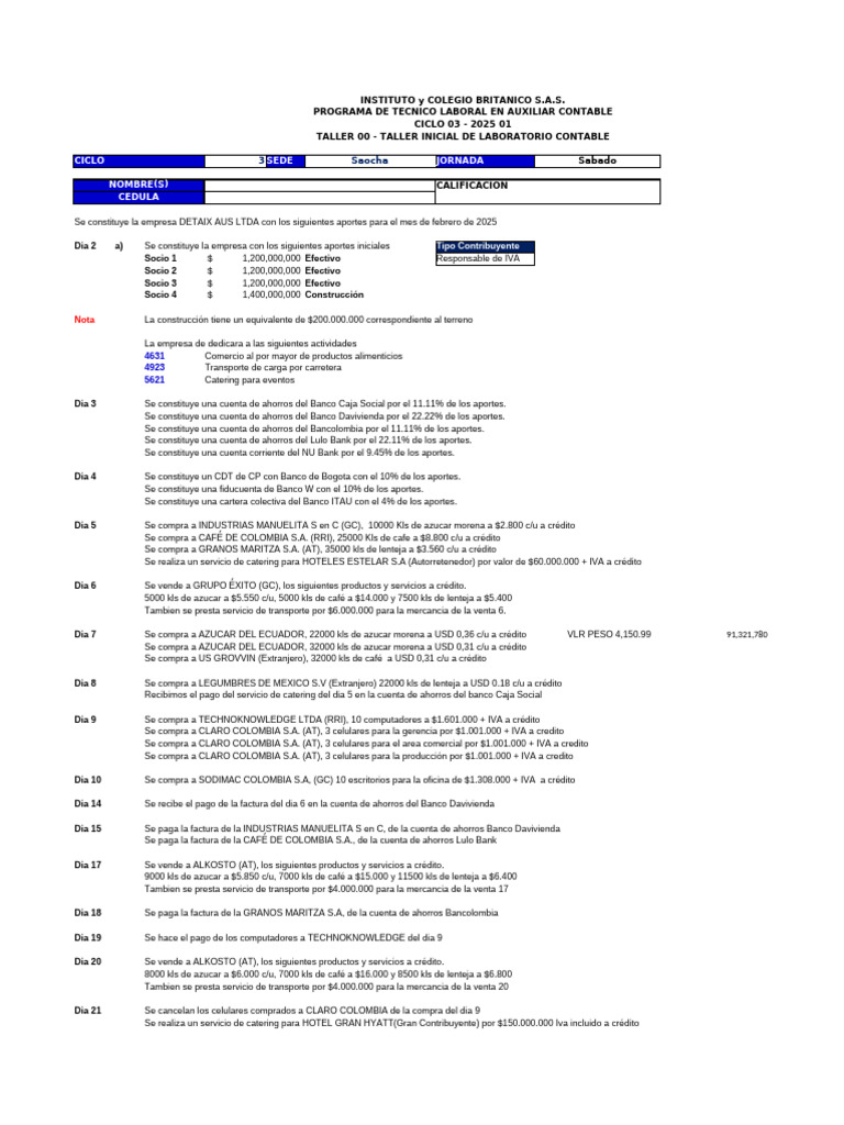 LFAR Taller 00 - C3 - Taller Inicial Laboratorio Contable - Sabado ...