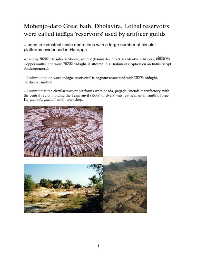 Mohenjo Daro Great Bath Dholavira Lothal | PDF