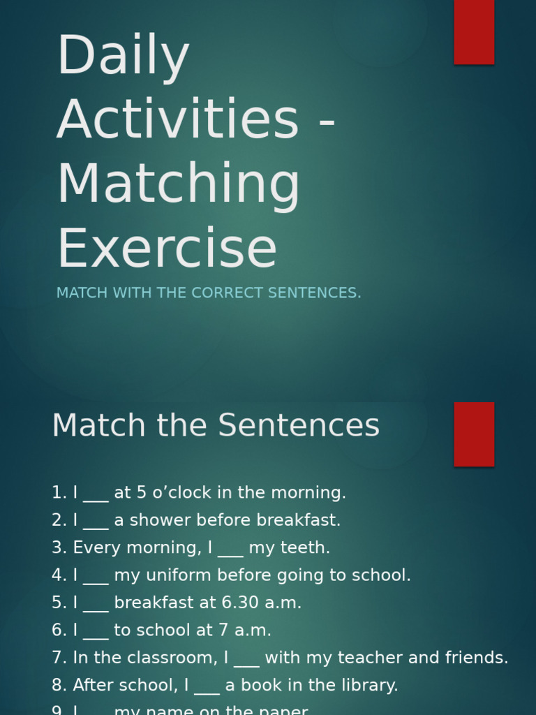Daily Activities Matching Words | PDF