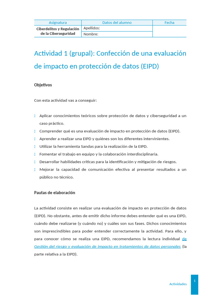 Actividad 1 (Grupal) - Confección de Una Evaluación de Impacto en ...