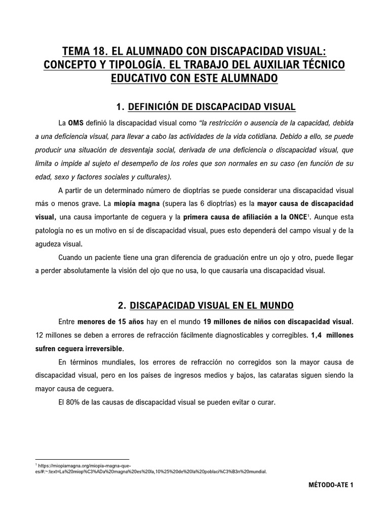 TEMA 18 (II). DISCAPACIDAD VISUAL | PDF | Ojo humano | Discapacidad visual