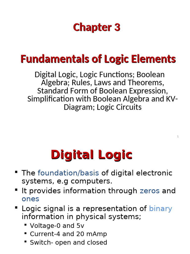 ME431 - Chp3 - Logic Elements | PDF | Logic Gate | Boolean Algebra