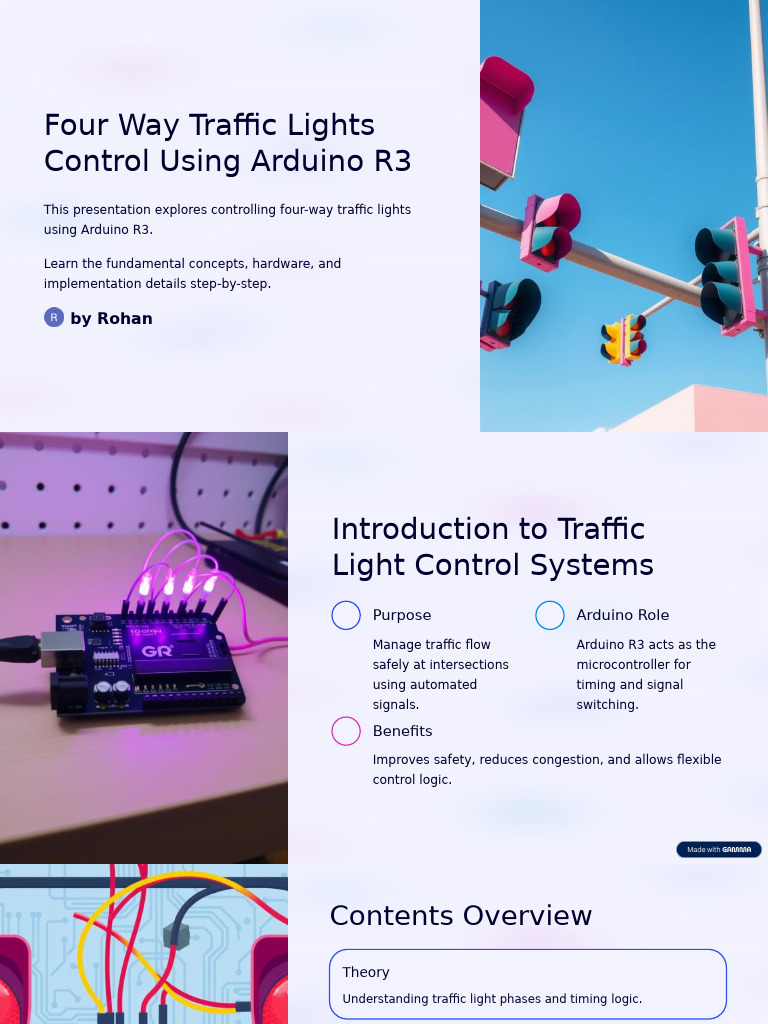Four Way Traffic Lights Control Using Arduino R3 NoGamma | PDF | Traffic | Traffic Light