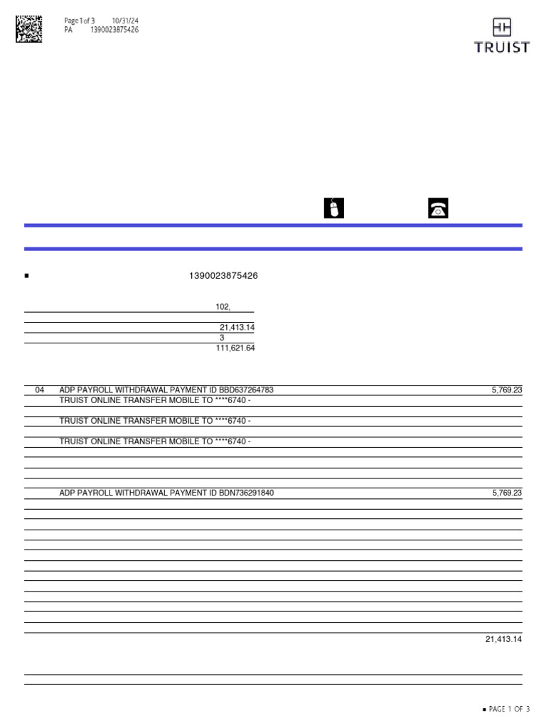 October, 2024 Truist | PDF | Credit Card | Cheque