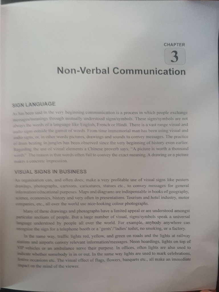 Ch3 Non Verbal Comm | PDF
