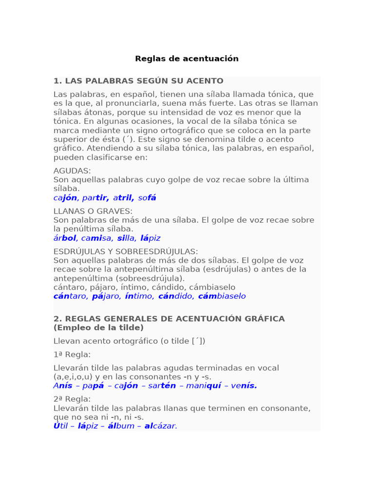 Reglas de Acentuación en Español | PDF | Fonética | Lingüística