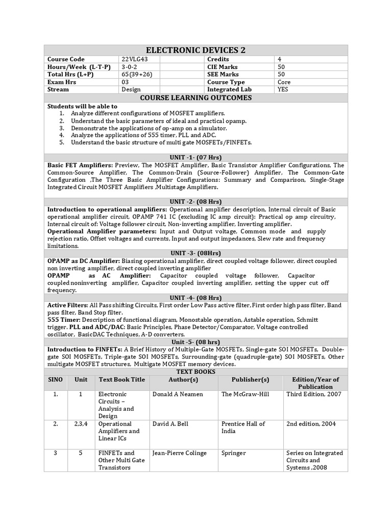 Electronic Devices 2 22VLG43 | PDF | Operational Amplifier | Amplifier