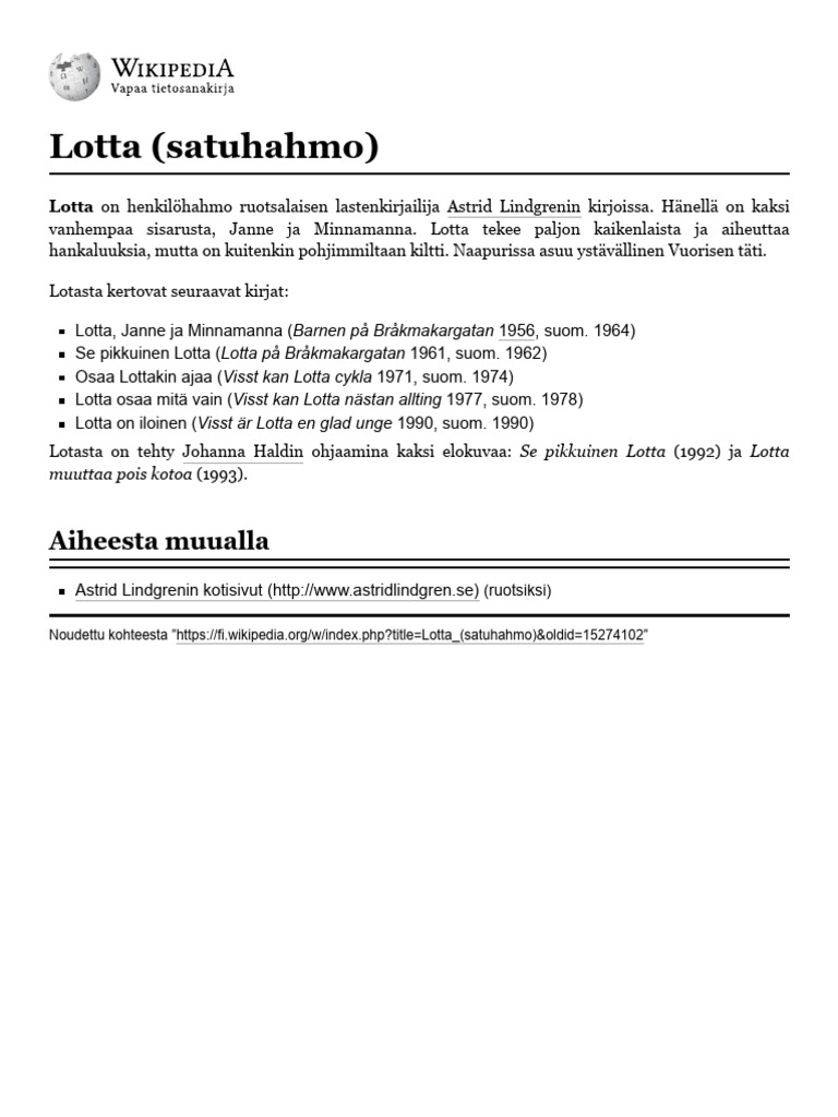 Lotta (Satuhahmo) | PDF