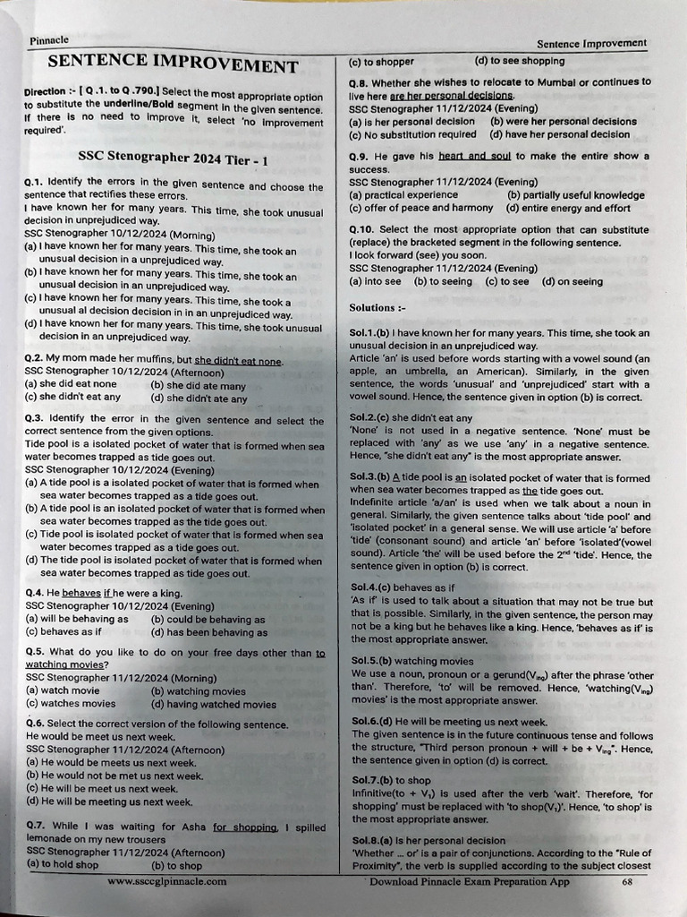 Sentence Improvement | PDF