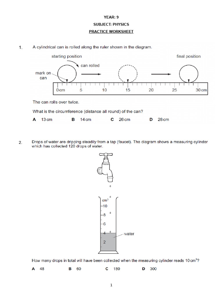 Y9 PHYSICS PRACTICE WORKSHEET.docx | PDF