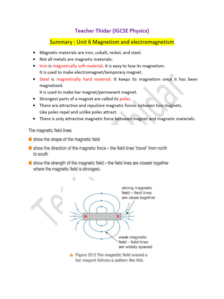 IGCSE Physics: Magnetism & Electromagnetism | PDF | Electric Generator ...