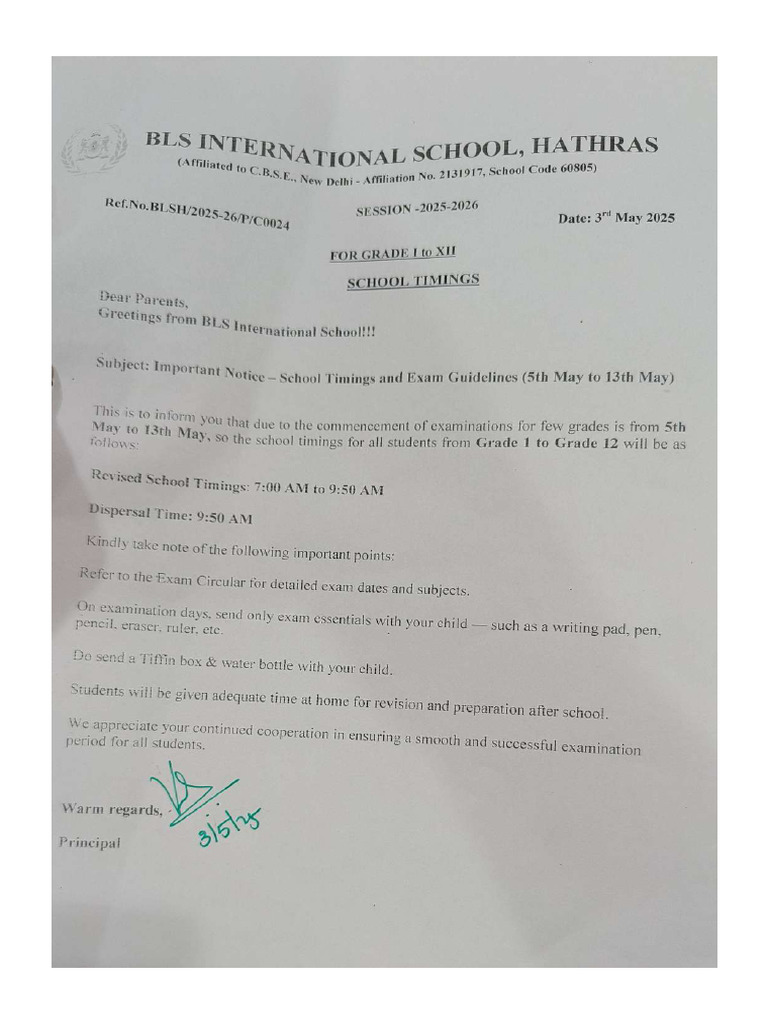 MAY 5th To 13th Timing Circular | PDF