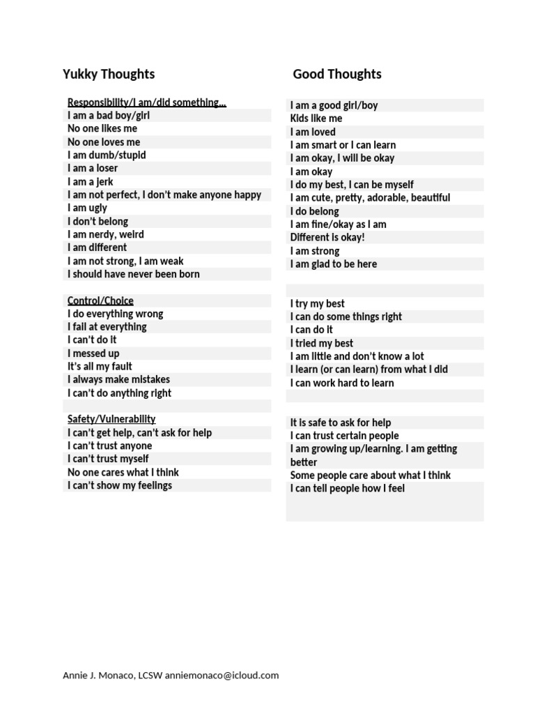 Kids Cognition Lists | PDF