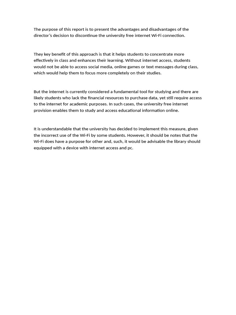 Pros and Cons of Ending Free Campus Wi-Fi | PDF