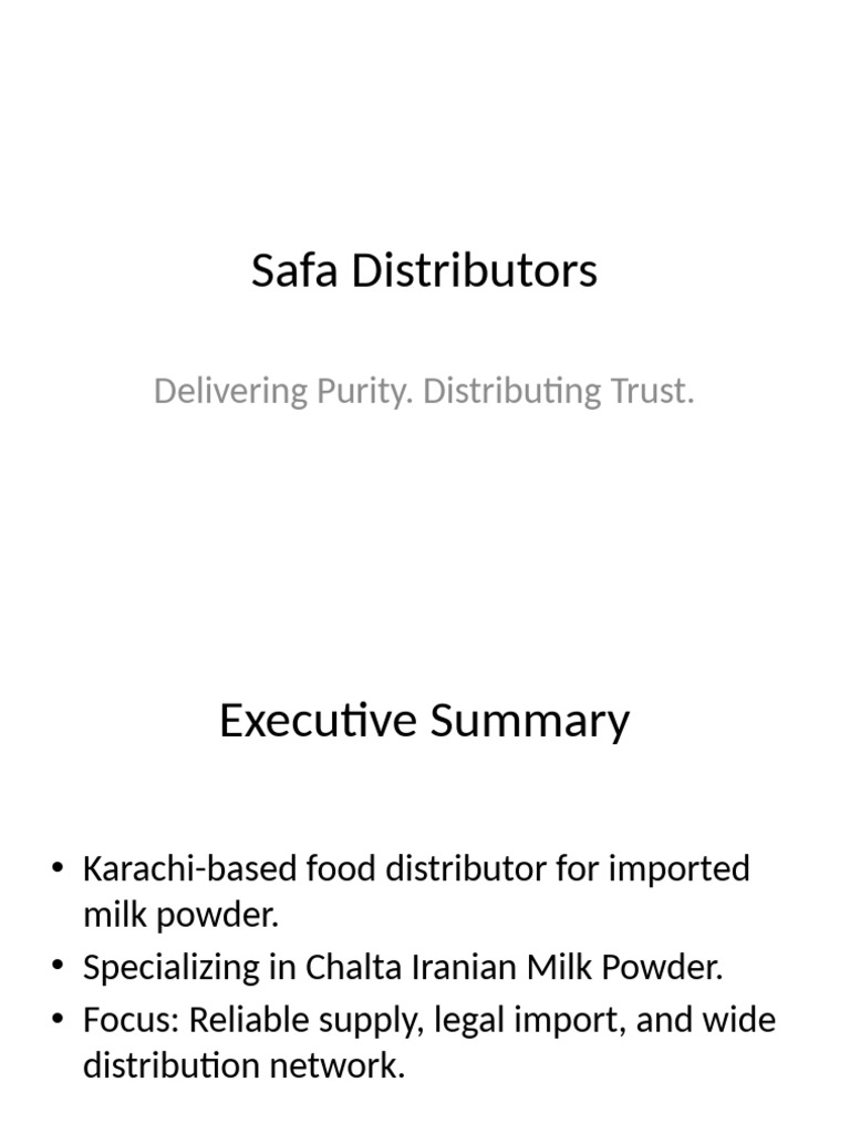 Safa Distributors Pitch Deck | PDF