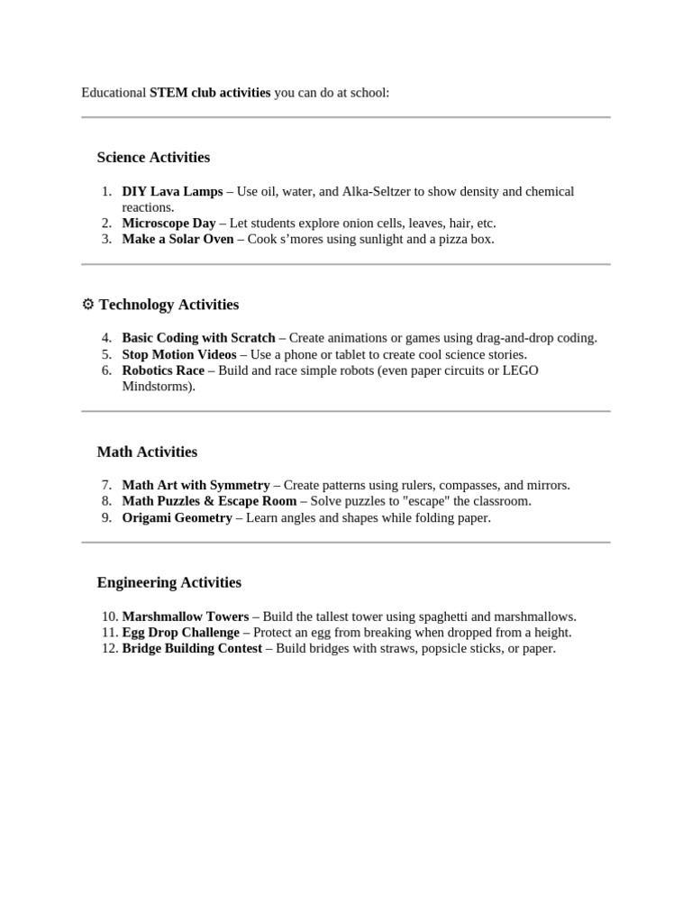 Stem club activities (Group3) | PDF