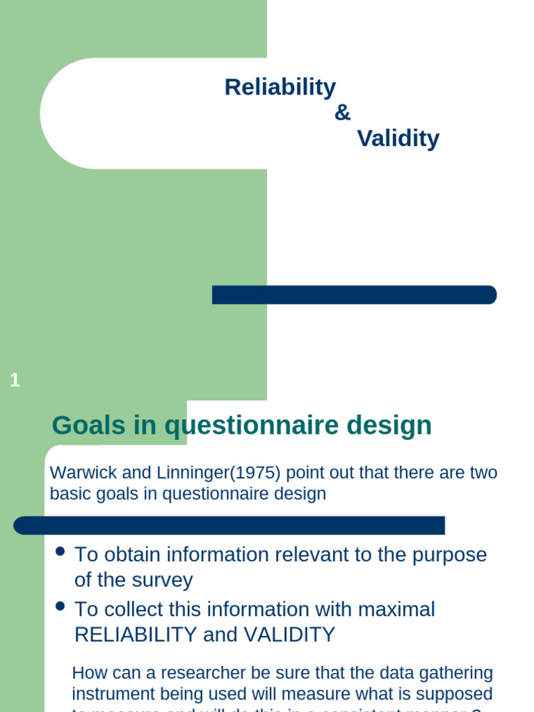 Reliability and Validity | PDF | Validity (Statistics) | Survey Methodology
