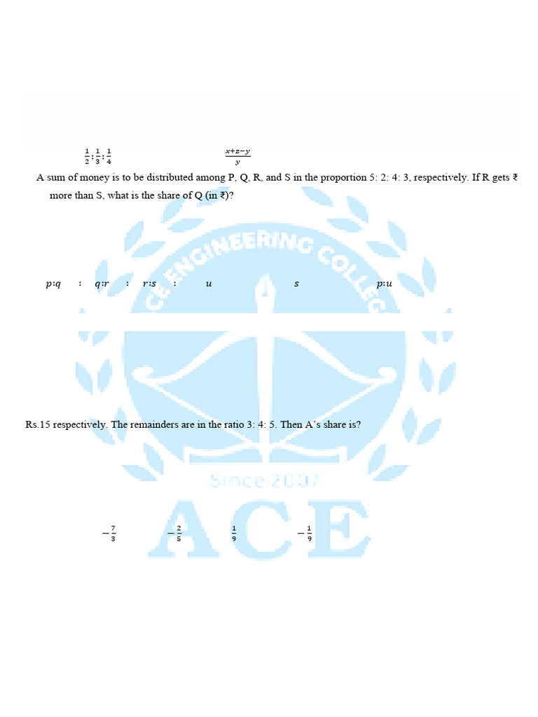 Ratio Proportion and Variations PDF | PDF