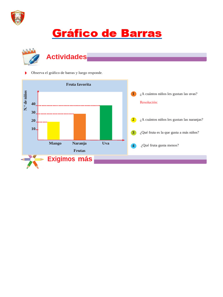 Actividades de Gráficas de Barras para Niños | PDF | Juguetes | Uva