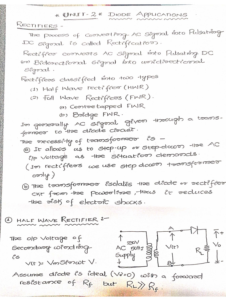 Unit 2 Applications of Diodes | PDF