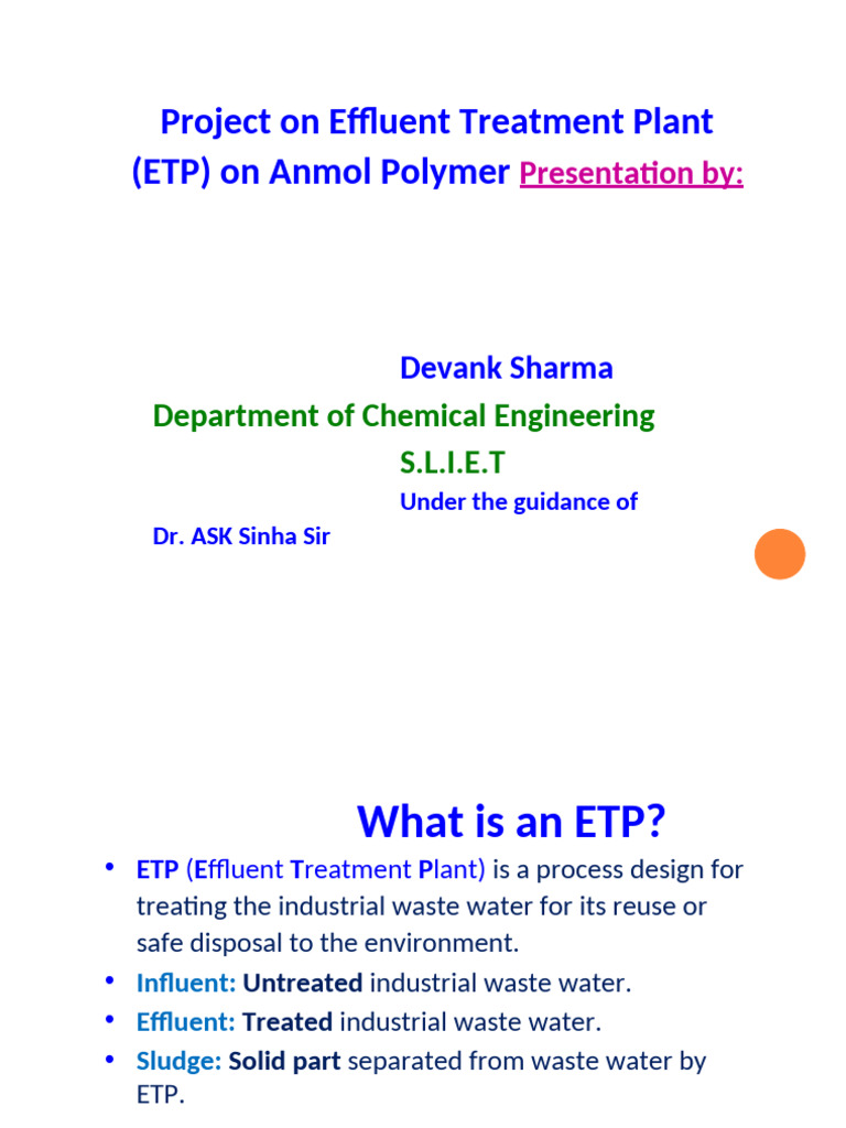 Mid term project On ETP plant | PDF | Sewage Treatment | Effluent