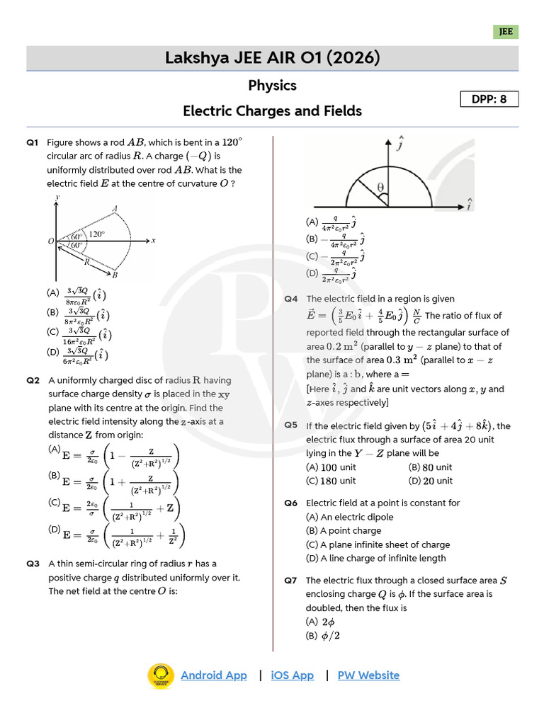 679330ab5c7b539920602df5_##_Electric Charges and Fields : DPP 08 (Of Lec 09) __ Lakshya JEE AIR ...