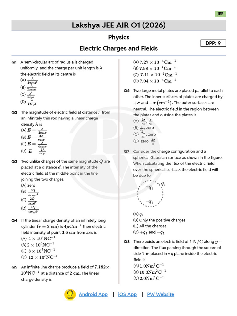 67948300f3b3b3f84346211c - ## - Electric Charges and Fields: DPP 09 (Of ...