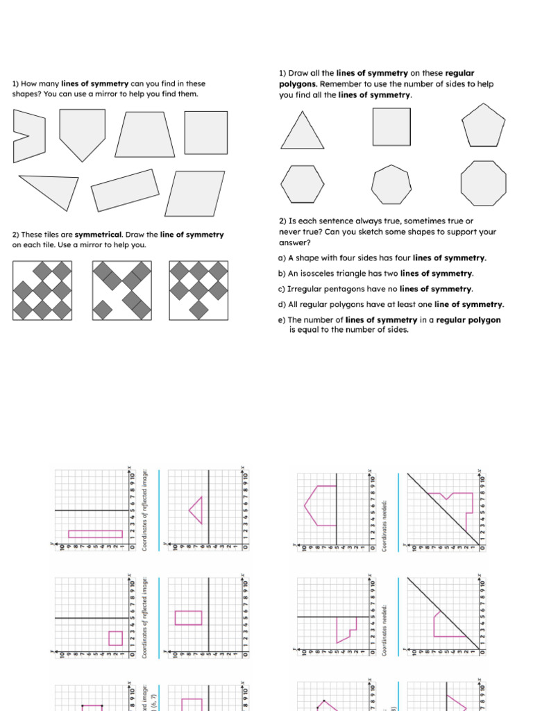 Lines of symmetry sheets | PDF
