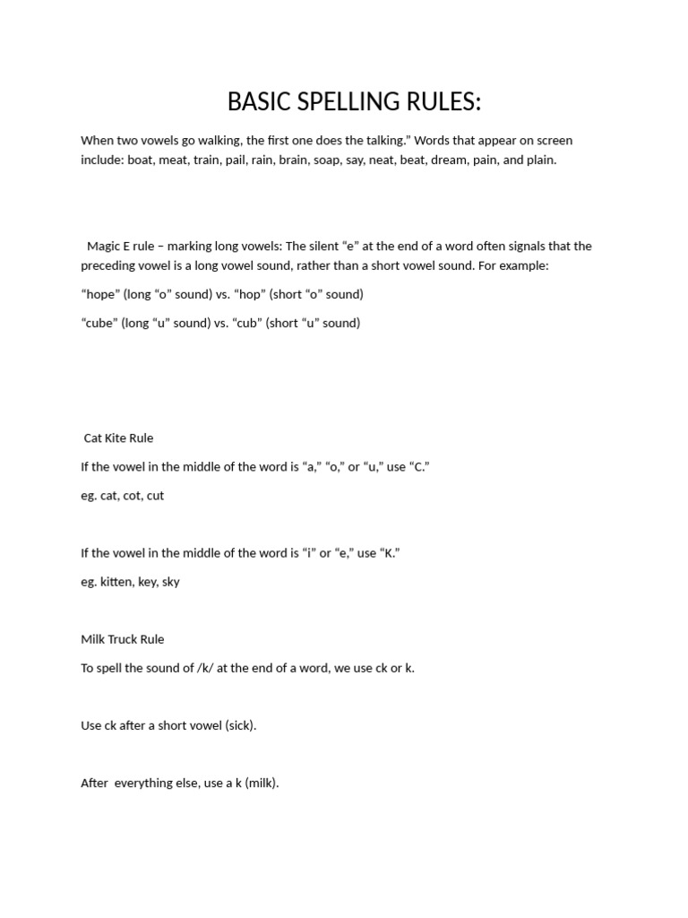 BASIC AND ADVANCED SPELLING RULES | PDF | Syllable | English Language
