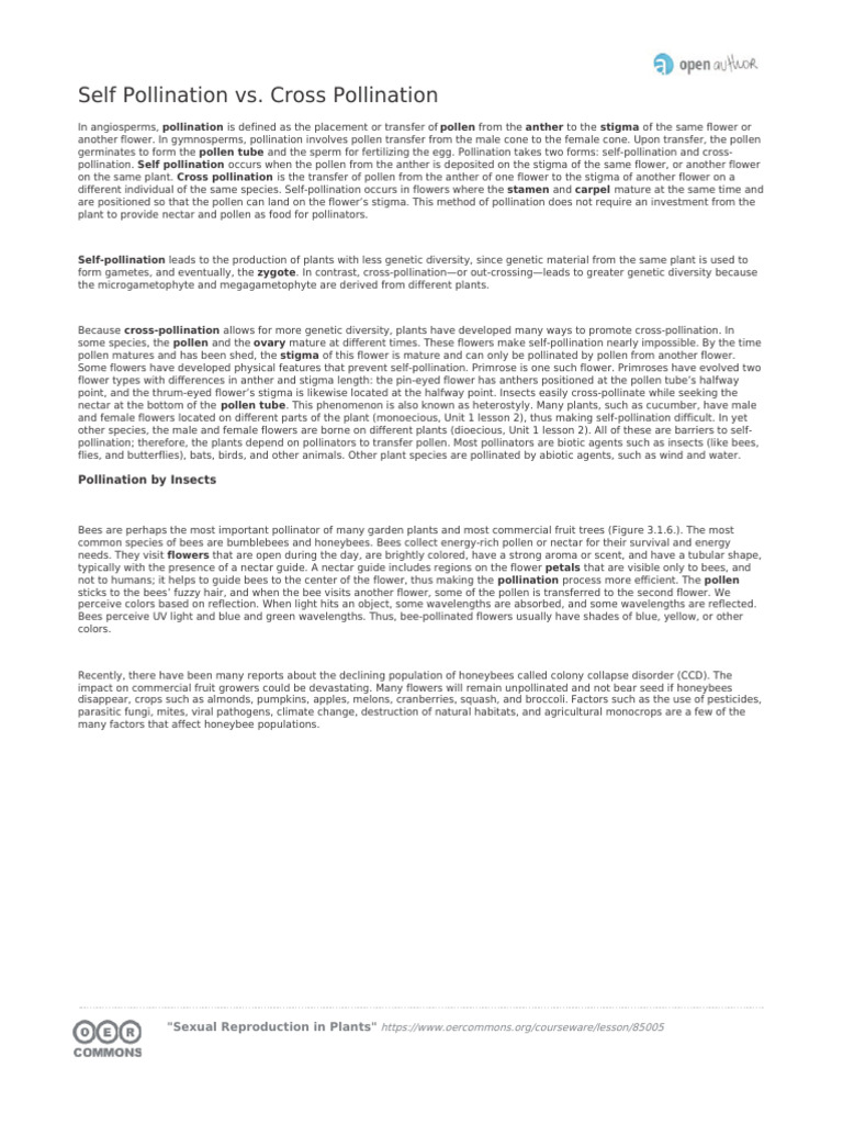 1.4 Self Pollination vs. Cross Pollination E46jn66 | PDF