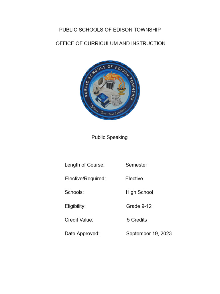 Public Speaking Curriculum 20231 | PDF | Public Speaking | Rhetoric