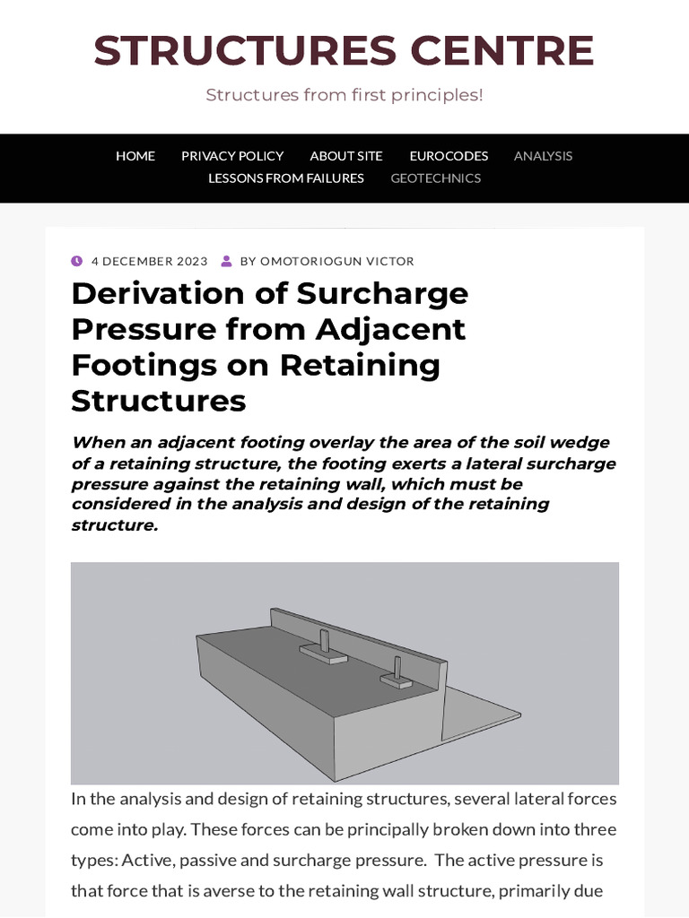 Derivation of Surcharge Pressure From Adjacent Foo XXX | PDF | Stress ...