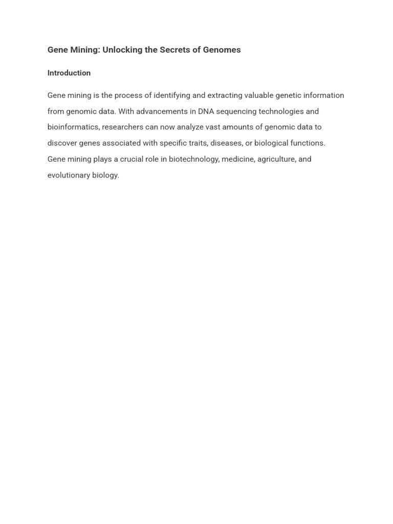 Gene Mining_ Unlocking the Secrets of Genomes | PDF