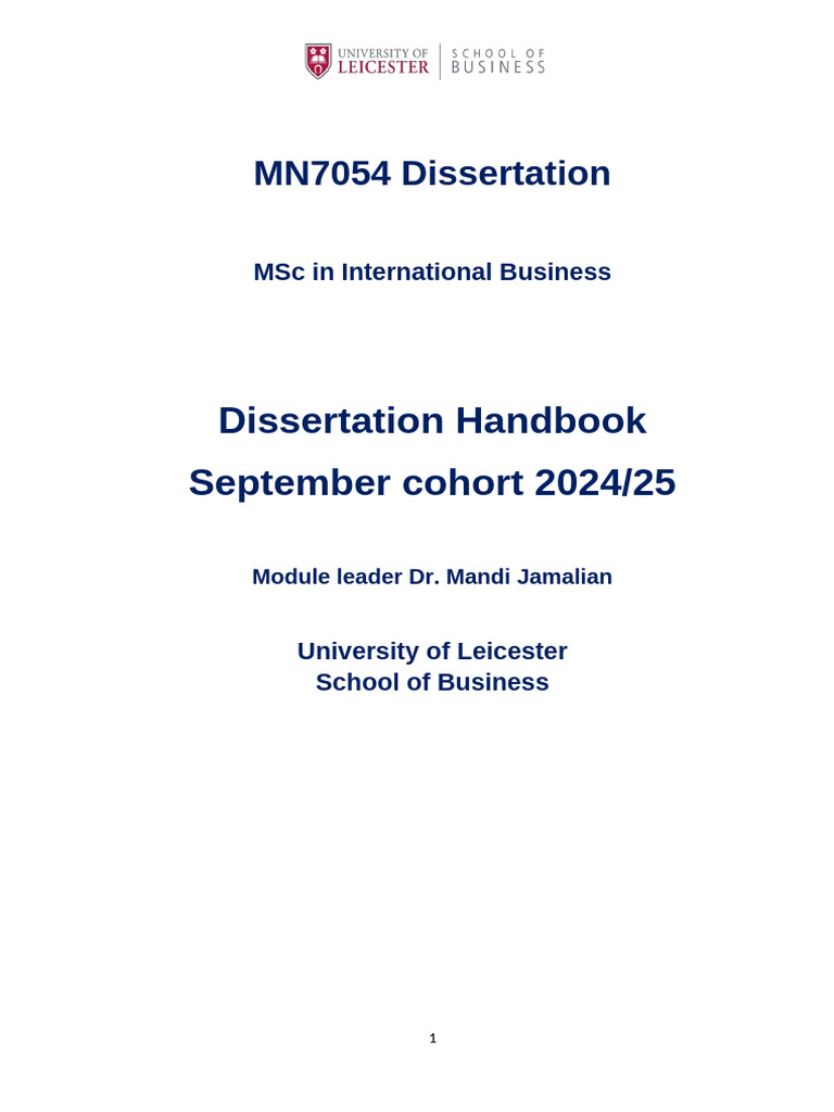 Module Handbook MN7054 2024-2025 - Sep Intake | PDF | Thesis | Methodology