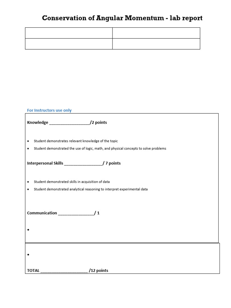 07 Conservation of Angular Momentum - Lab Work | PDF | Angular Momentum ...