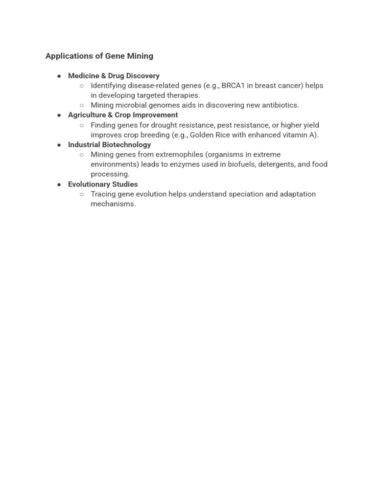 Applications of Gene Mining | PDF