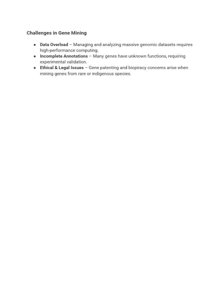 Challenges in Gene Mining | PDF