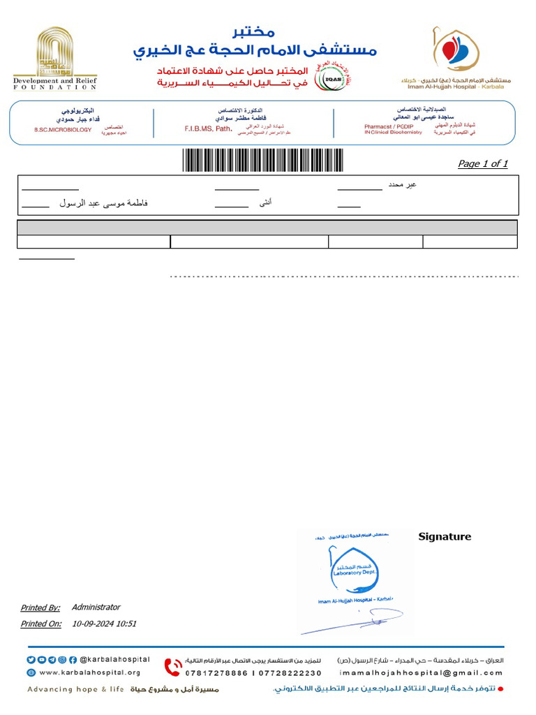 Hormonal Analysis: MRN / Case # Name: Reg. Date: Gender: Dob: Physician ...