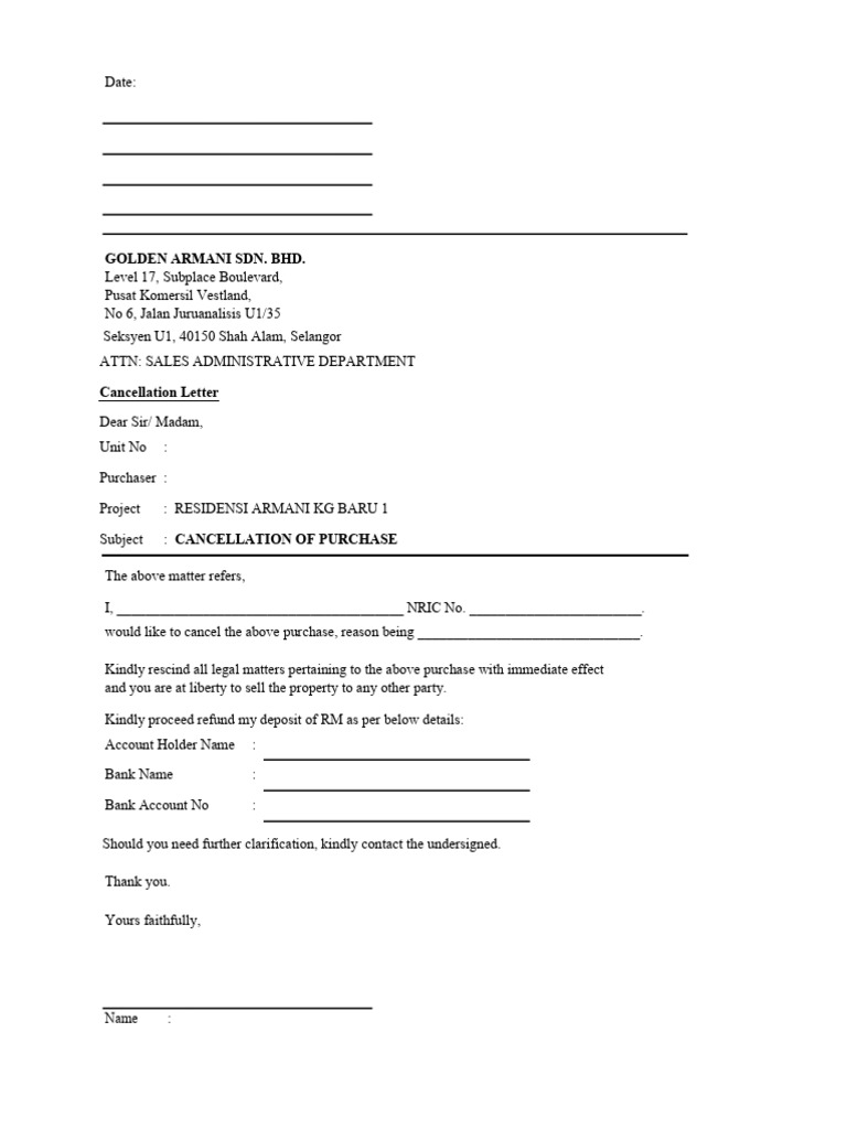 Cancellation Form | PDF