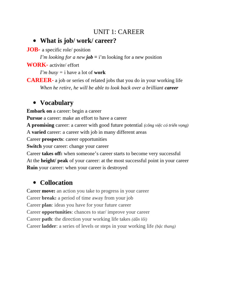 Unit 1 - Career - Leader Market | PDF